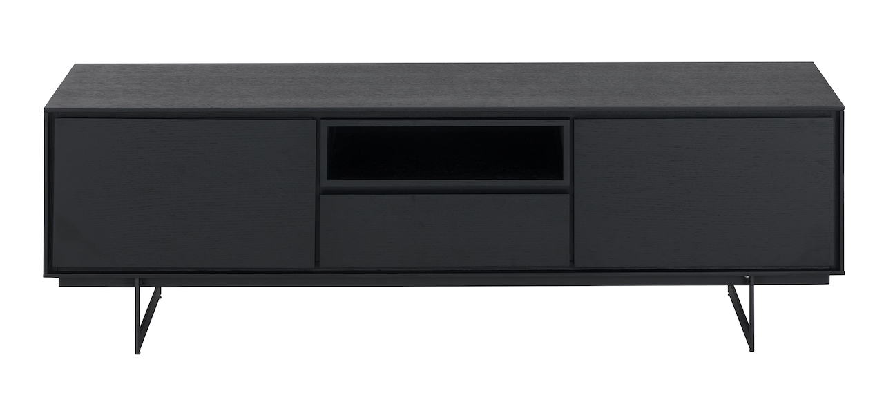 Rungsted 160 cm TV bord i sort egetræ med softclose. Pris kr. 5.895,-